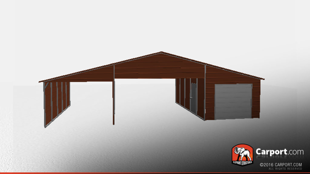 Durable Steel Barn 44' x 21' x 12' Partially Enclosed | Steel Barns